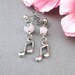 Silver Pewter Sixteenth Note Earrings With Pink Evil Eye Beads and ...