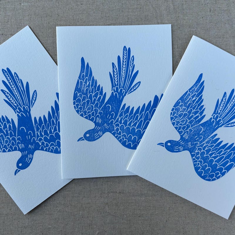 Linocut Cards - Etsy