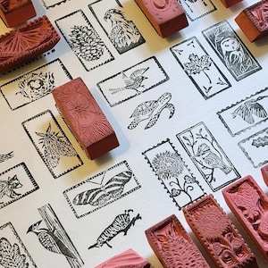 Nature Miniatures: Pink Eraser Linocut Print - Etsy