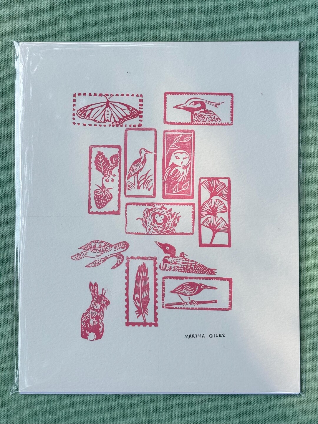 Nature Miniatures: Pink Eraser Linocut Print - Etsy