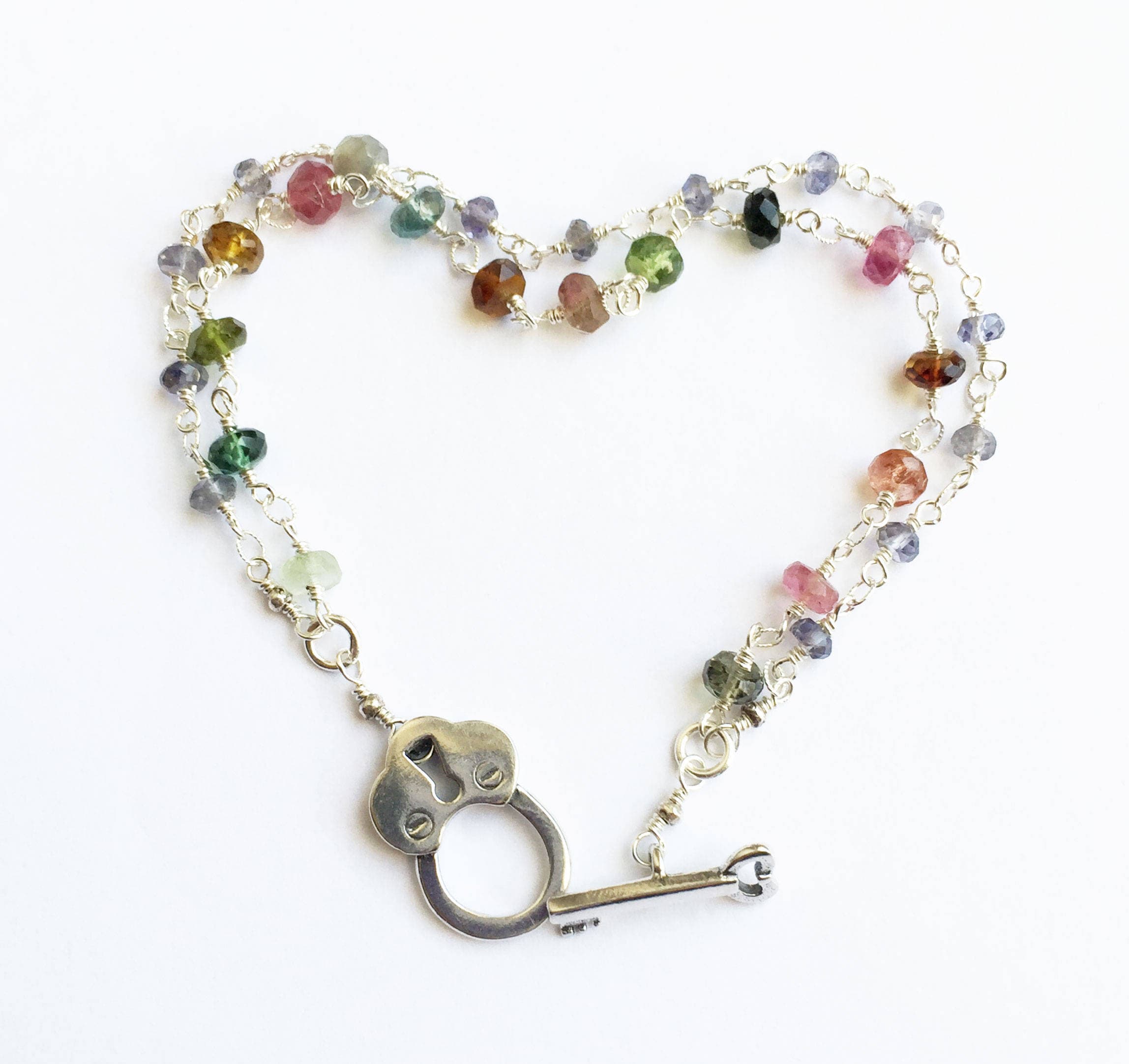 Key to My Heart Wire Wrapped Multi Color Beadwork Bracelet Multi Strand ...