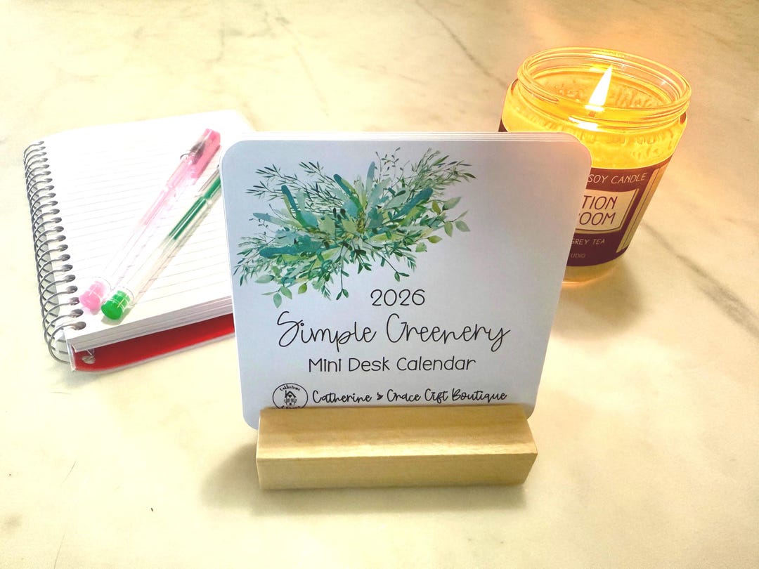 2026 Mini Desk Calendar – Watercolor Greenery, Flip Calendar - Etsy