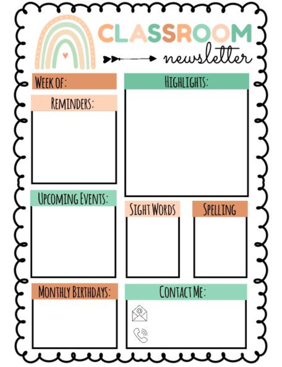 Boho Classroom Newsletter Template: Editable School Letter (digital ...