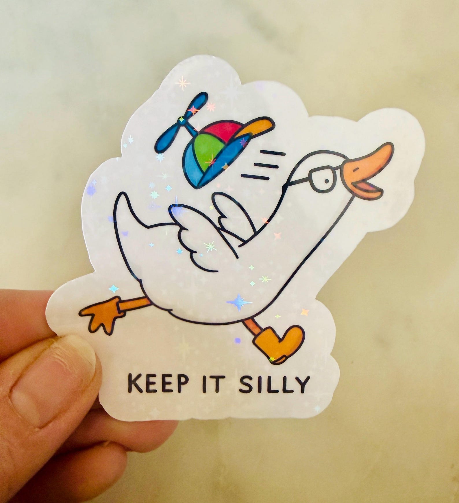Silly Goose Sticker- Keep It Silly, Funny Holographic Vinyl Decal ...