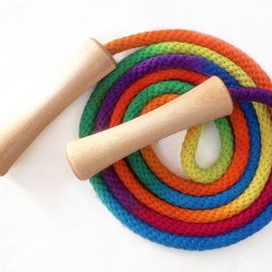 Jump Rope, Hand-dyed Rainbow With Wooden Handles, Sizes 6.5, 7, 8 and 9 ...