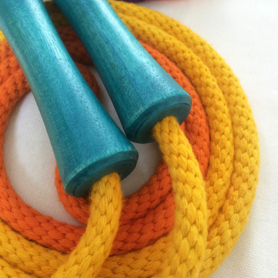 Jump Rope Yellow and Orange Dyed With Aquamarine Wooden - Etsy