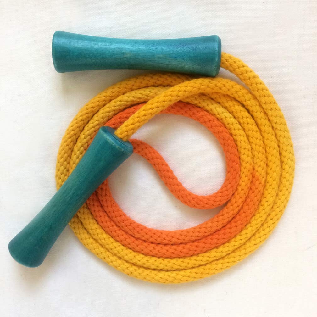 Jump Rope Yellow and Orange Dyed With Aquamarine Wooden - Etsy