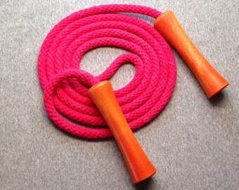 Jump Rope, Yellow and Orange Dyed With Aquamarine Wooden Handles, Sizes ...