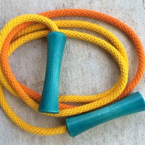 Jump Rope Yellow and Orange Dyed With Aquamarine Wooden - Etsy
