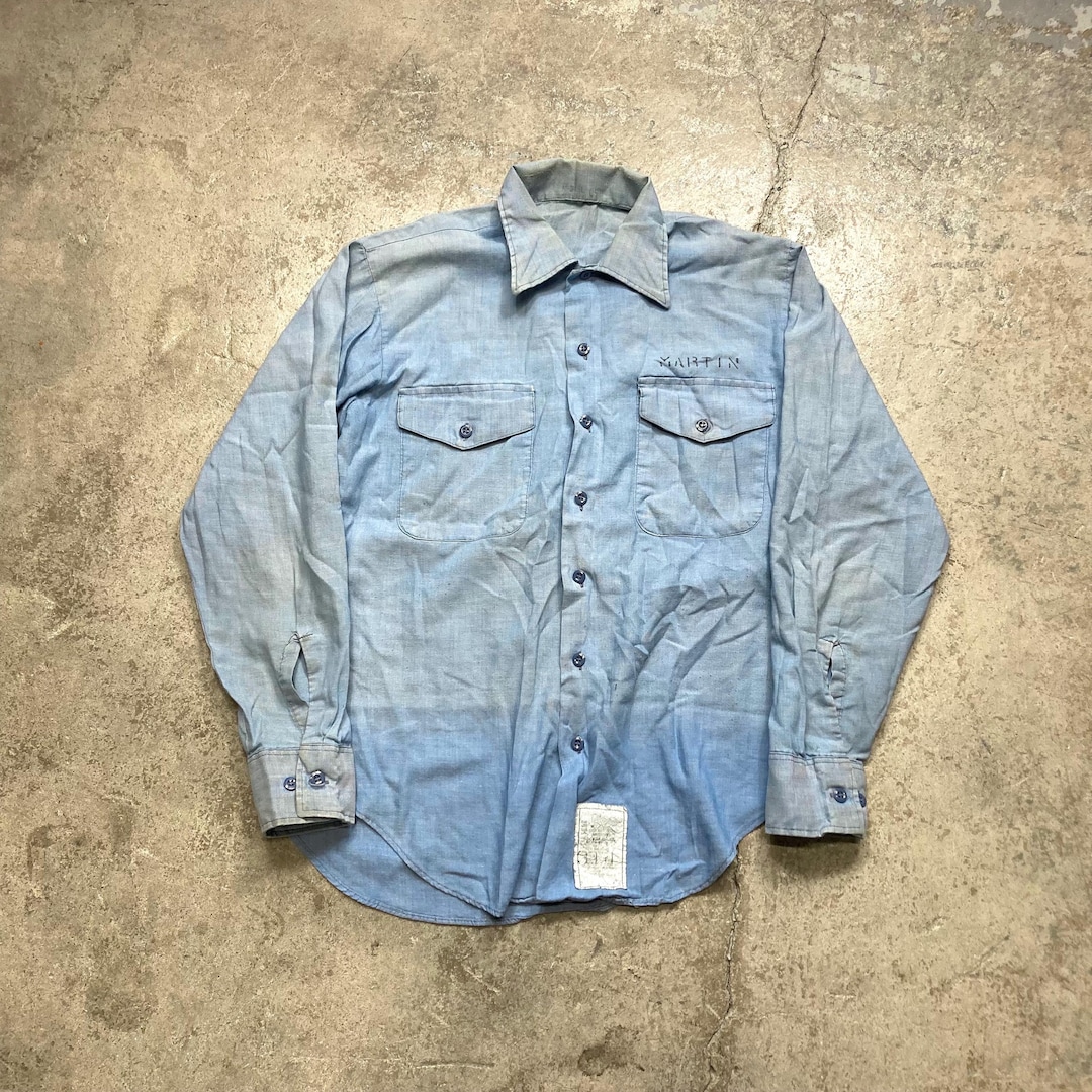Vintage 1980s USN US Navy Chambray Long Sleeve Shirt Sz Medium - Etsy