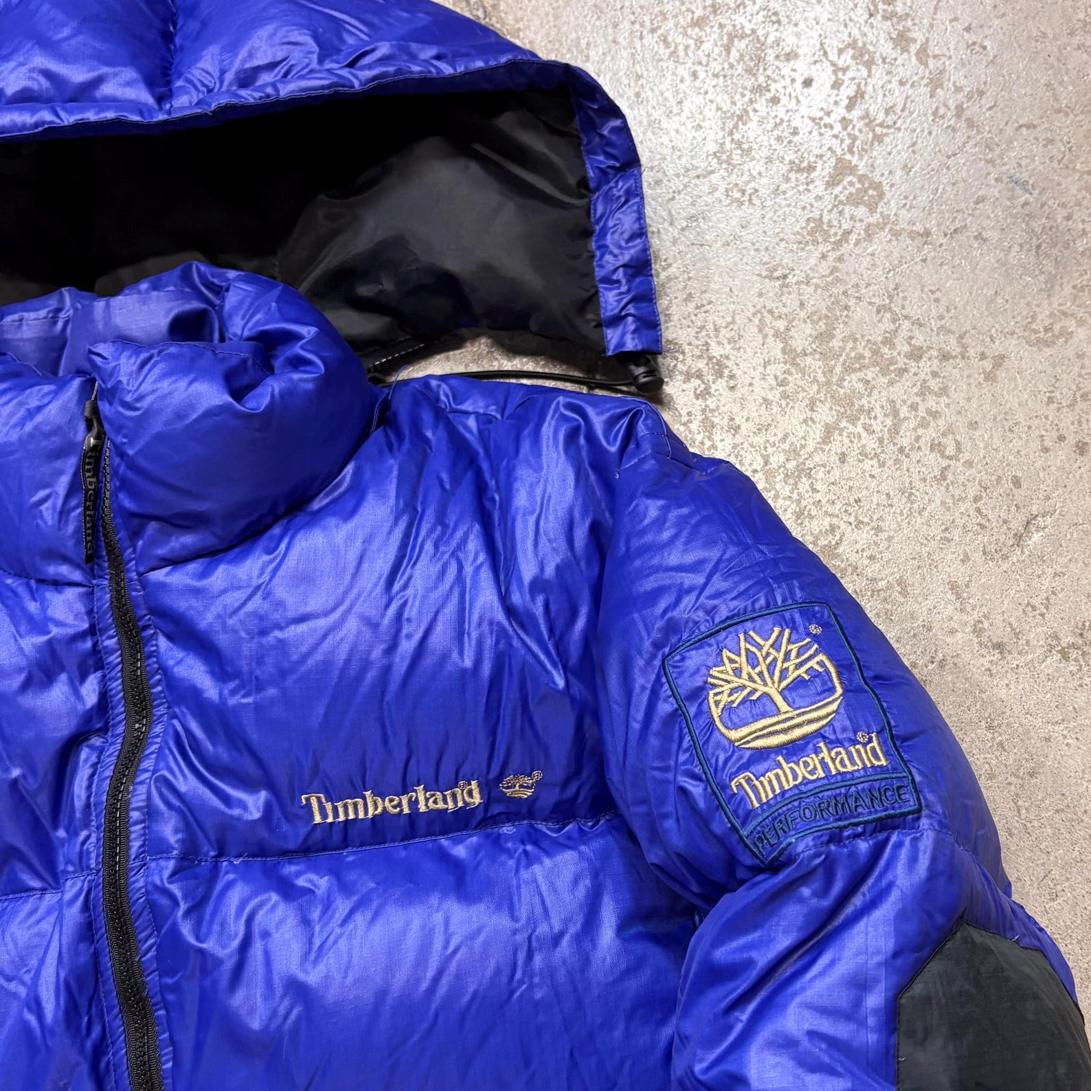 Vintage Timberland Performance Quilted Goose Down Hooded Parka Coat Men ...