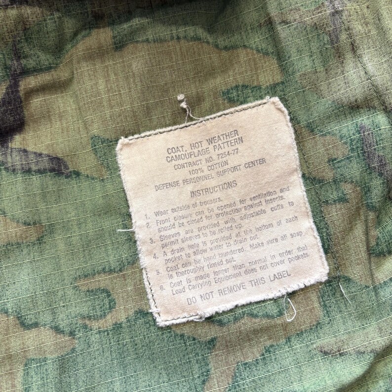 Vintage 1970s Vietnam War Era USMC ERDL Camo Fatigue Jungle Jacket Size ...