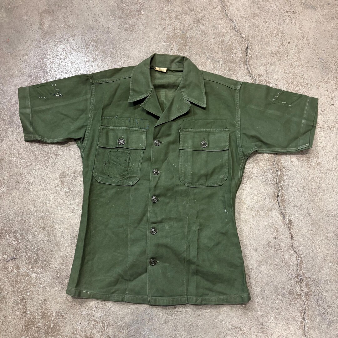 Vintage 1960s 1961 Vietnam War Era USAF OG Green All Cotton Short ...