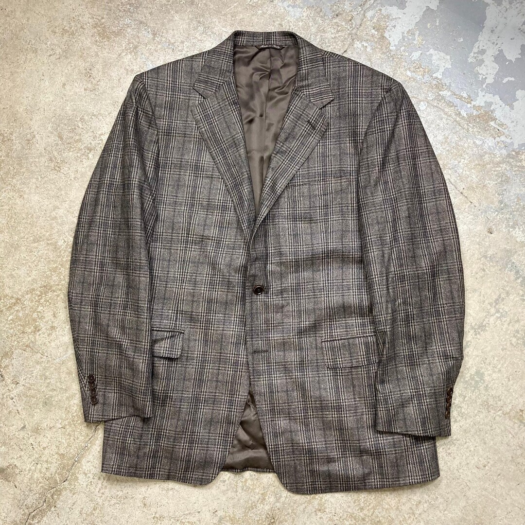 Canali Brown Label Brown Check Plaid All Wool Sport Coat Blazer Jacket ...