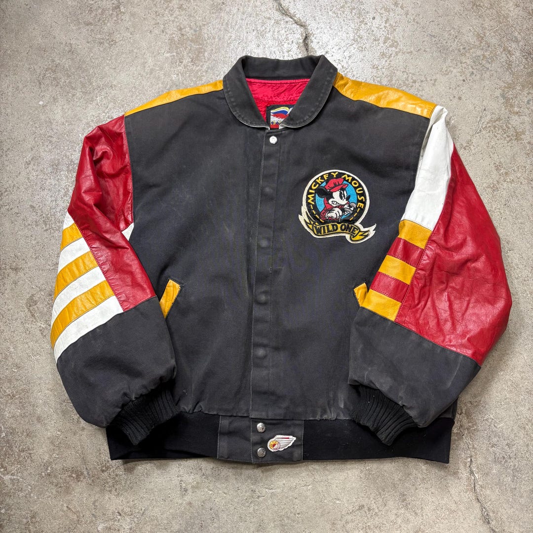 Vintage Jeff Hamilton Mickey Mouse “wild One” Patchwork Leather Canvas ...