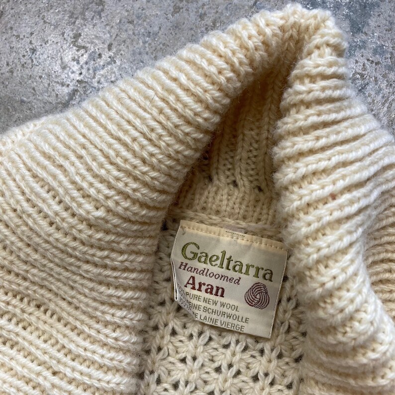 Vintage Aran Chunky All Wool Cream Ivory Cable-knit Fisherman’s Shawl ...