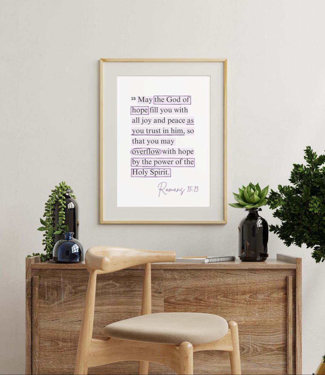 Romans 15:13, Bible Verse Print, Trendy Bible Verse Decor, Christian ...