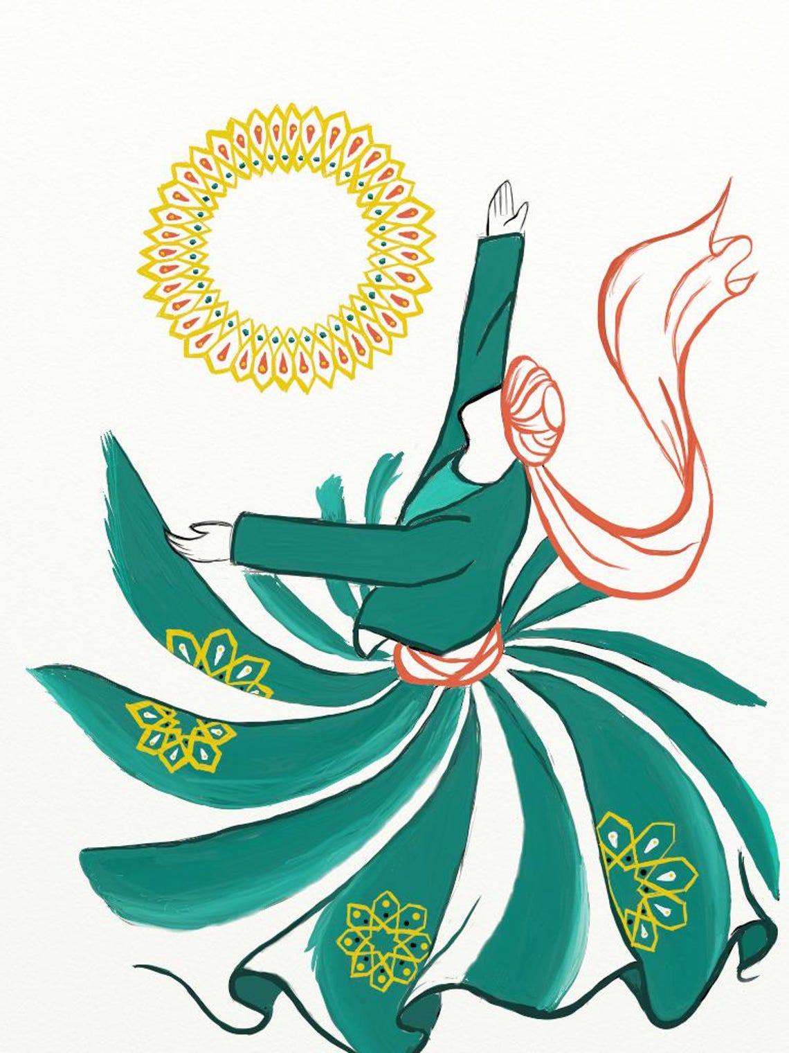 Sufi Dancer Downloadable Print, Indian Art, Desi Art, South Asian ...