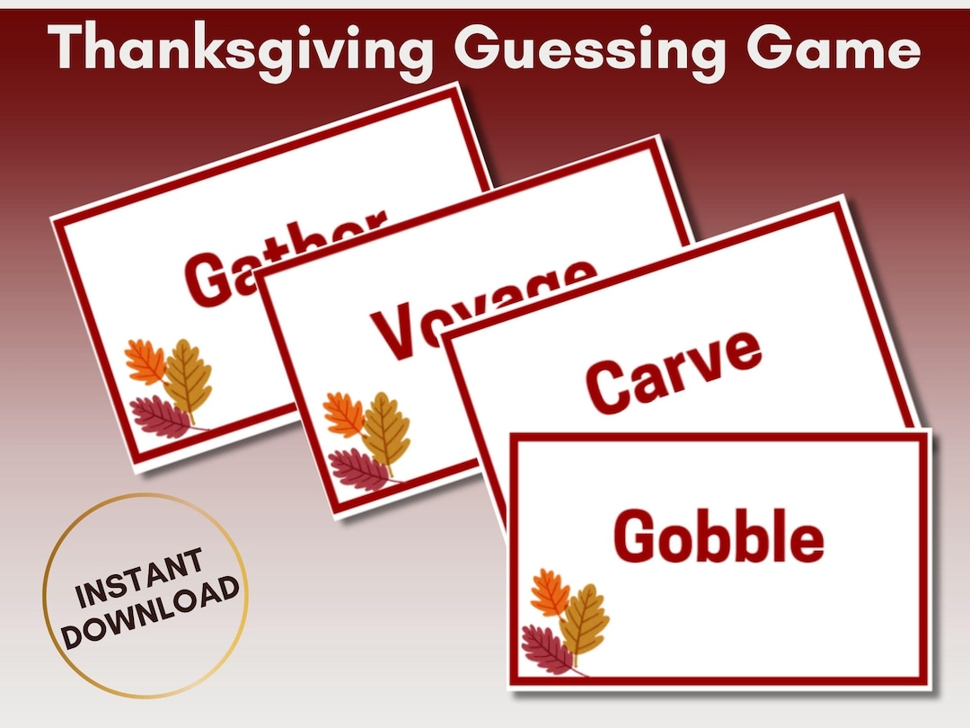 Printable Thanksgiving Guessing Game Cards Thanksgiving Dinner Party ...