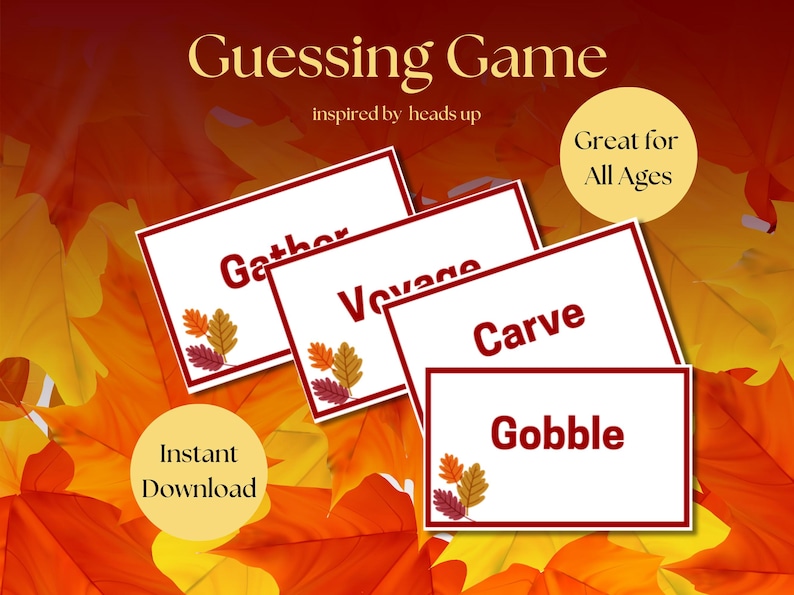 Printable Thanksgiving Guessing Game Cards | Thanksgiving Dinner Party ...