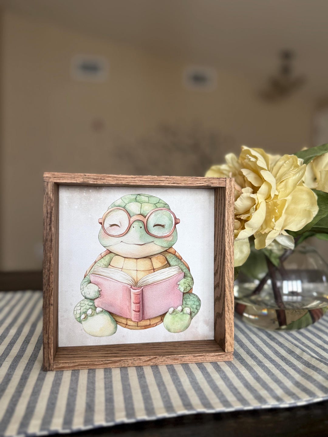Storytime Turtle Canvas Art – Whimsical Reading Room Decor - Etsy