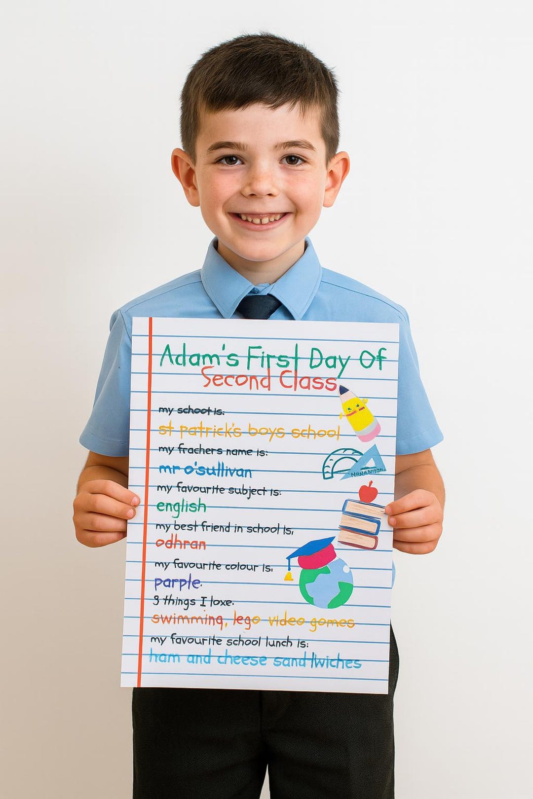 Personalised First Day of School Print Design 2– Custom Back to School ...