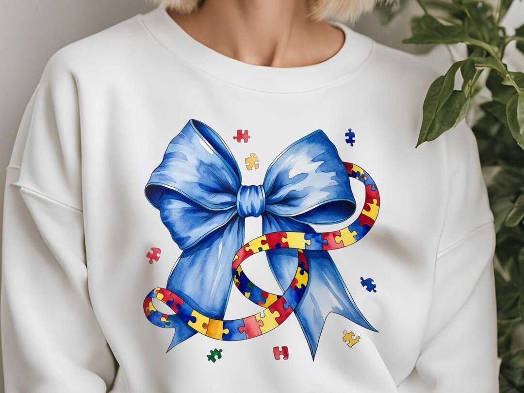 Autism Awareness PNG, Autism PNG, Autism Bow, Coquette Bow, Autism ...