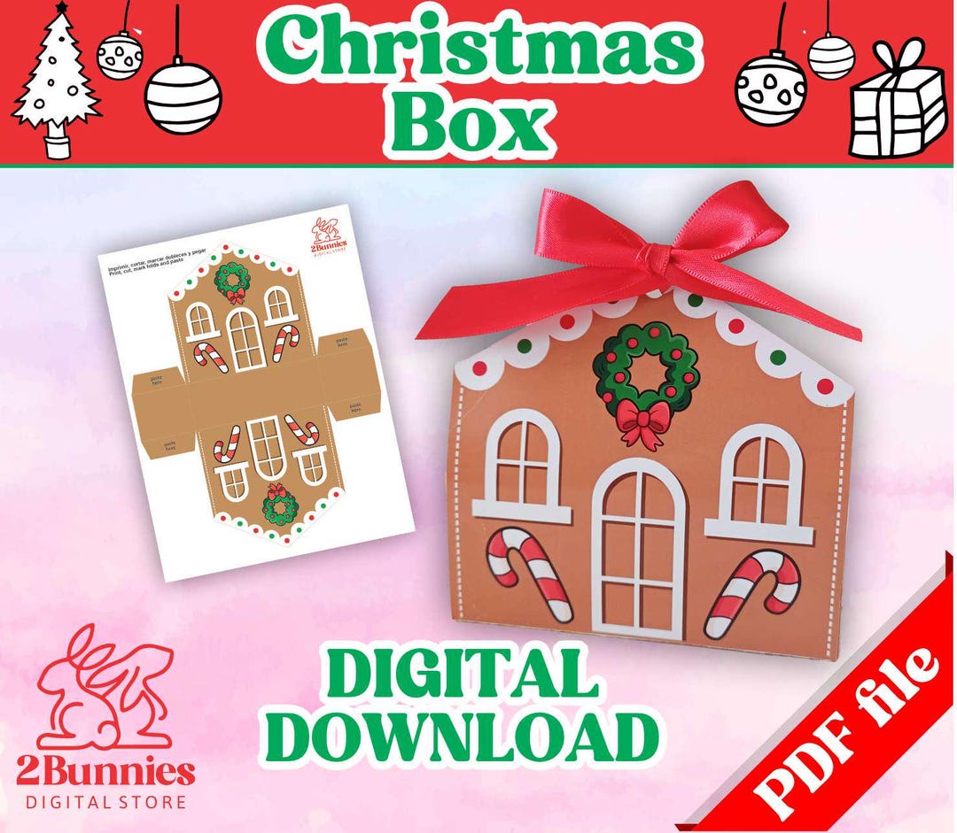 Printable Gingerbread House-shaped Box, Christmas Box, Gingerbread Box ...