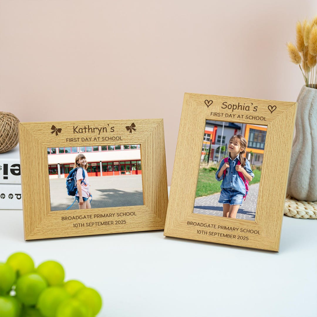 Personalized Wooden Photo Frame, First Day of School Photo Frame for ...