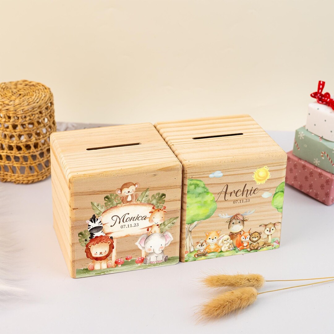 Personalized Piggy Bank, Custom Animal Money Box With Name, Easter Gift ...