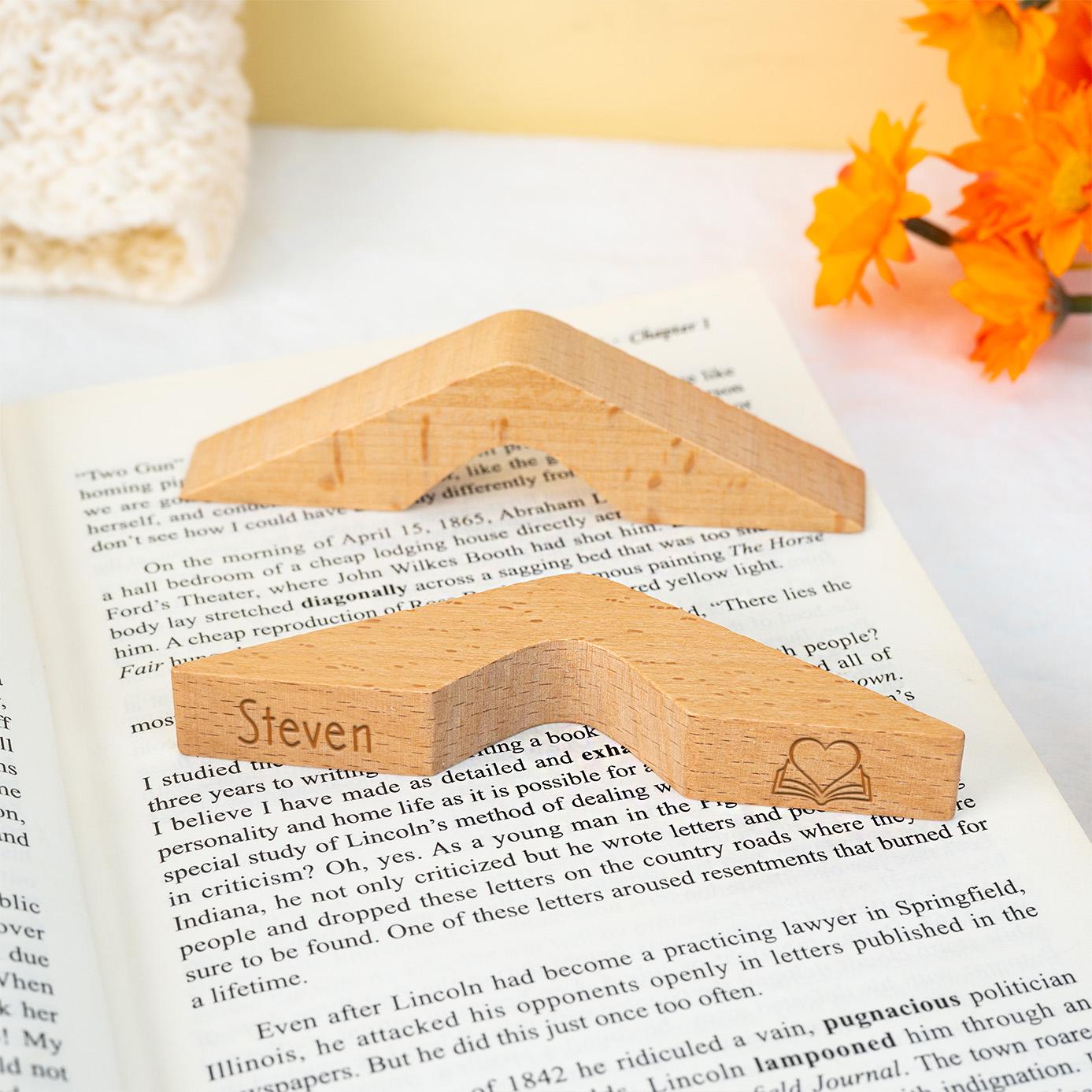 Personalized Wood Book Page Holder, Custom Engraved Thumb Page Holder ...