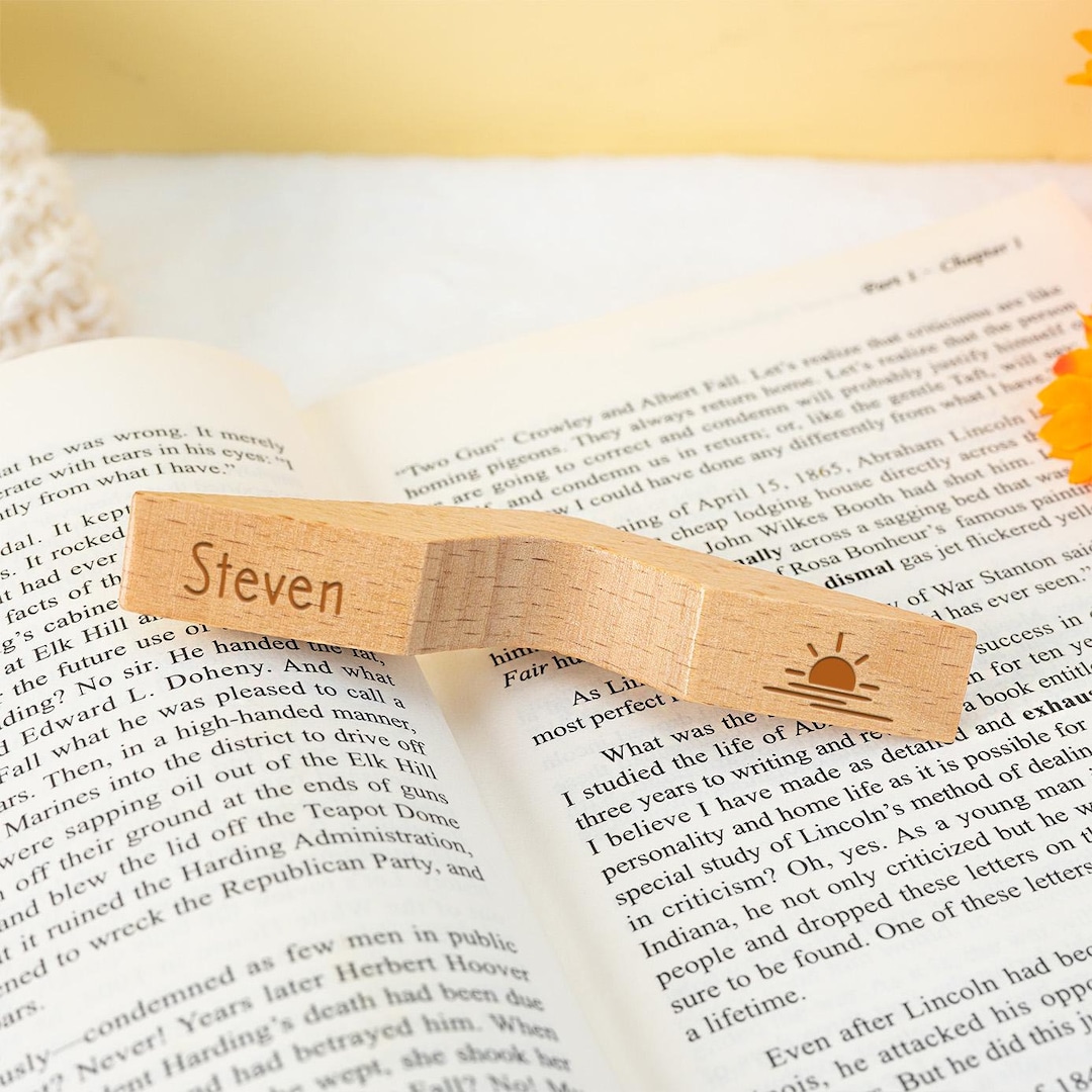 Personalized Wood Book Page Holder, Custom Engraved Thumb Page Holder ...