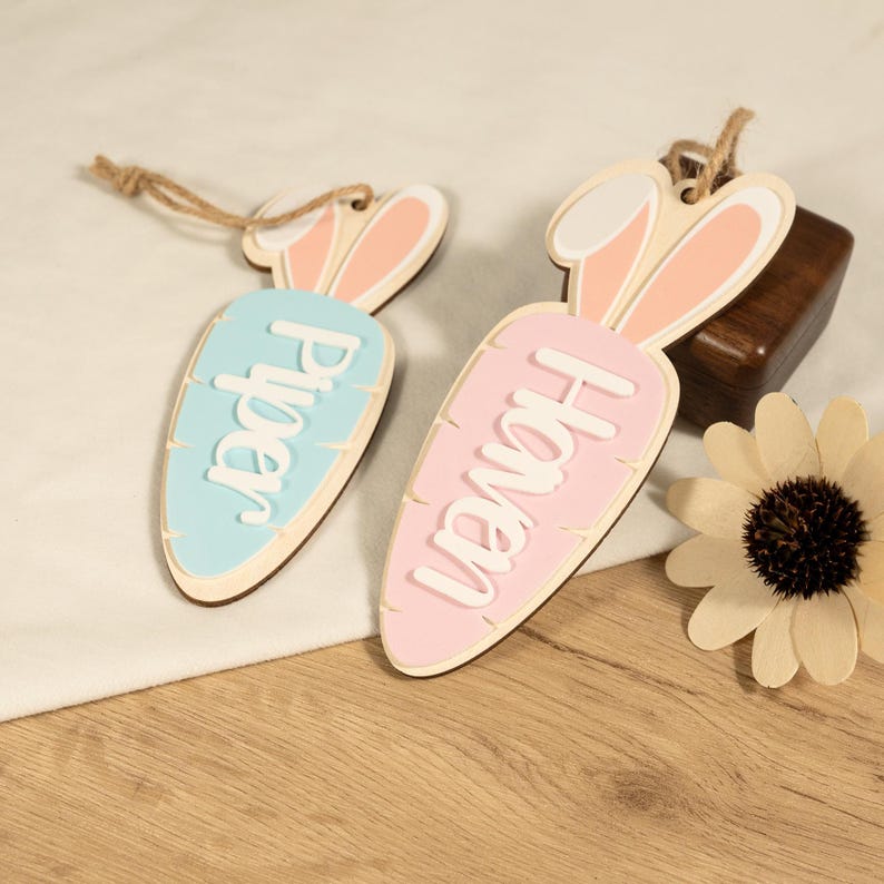 Personalized Carrot Easter Basket Tags, Custom Easter Bunny Name Tag ...