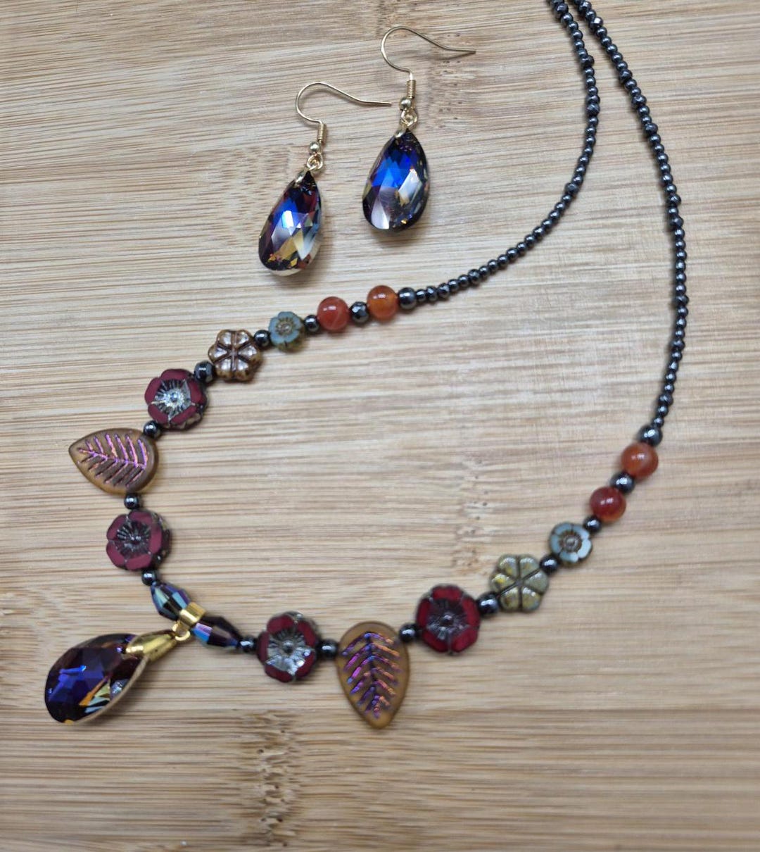 Swarovski "volcano" Beaded Necklace Set - Etsy