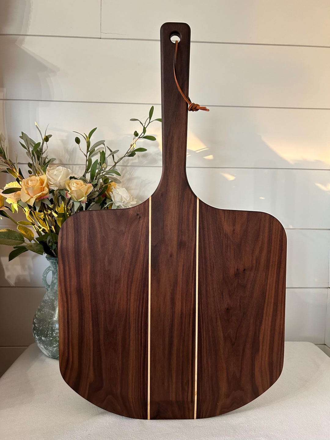Handmade Walnut Pizza Peel With Maple Accent: Artisan Pizza Lover Gift ...