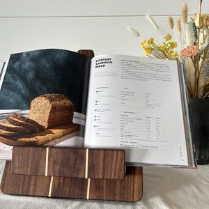 Handcrafted Walnut Cookbook Stand: Maple Accent, Chef's Kitchen Decor ...