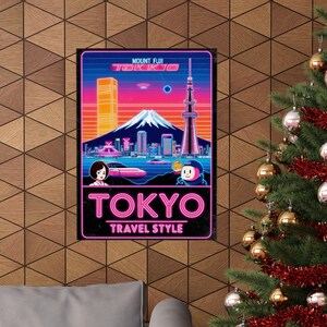 Neon Tokyo 1980s Travel Poster, Matte Vertical Posters, Mount Fuji ...