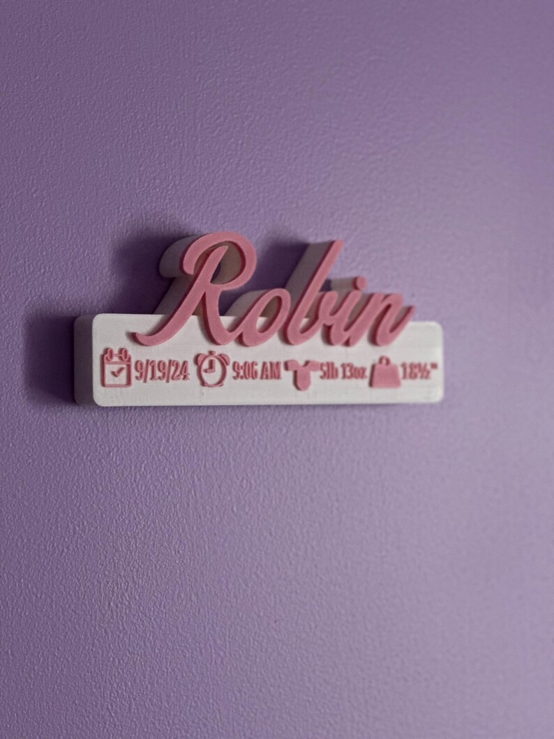 Personalized 3D Printed Baby Sign - Etsy