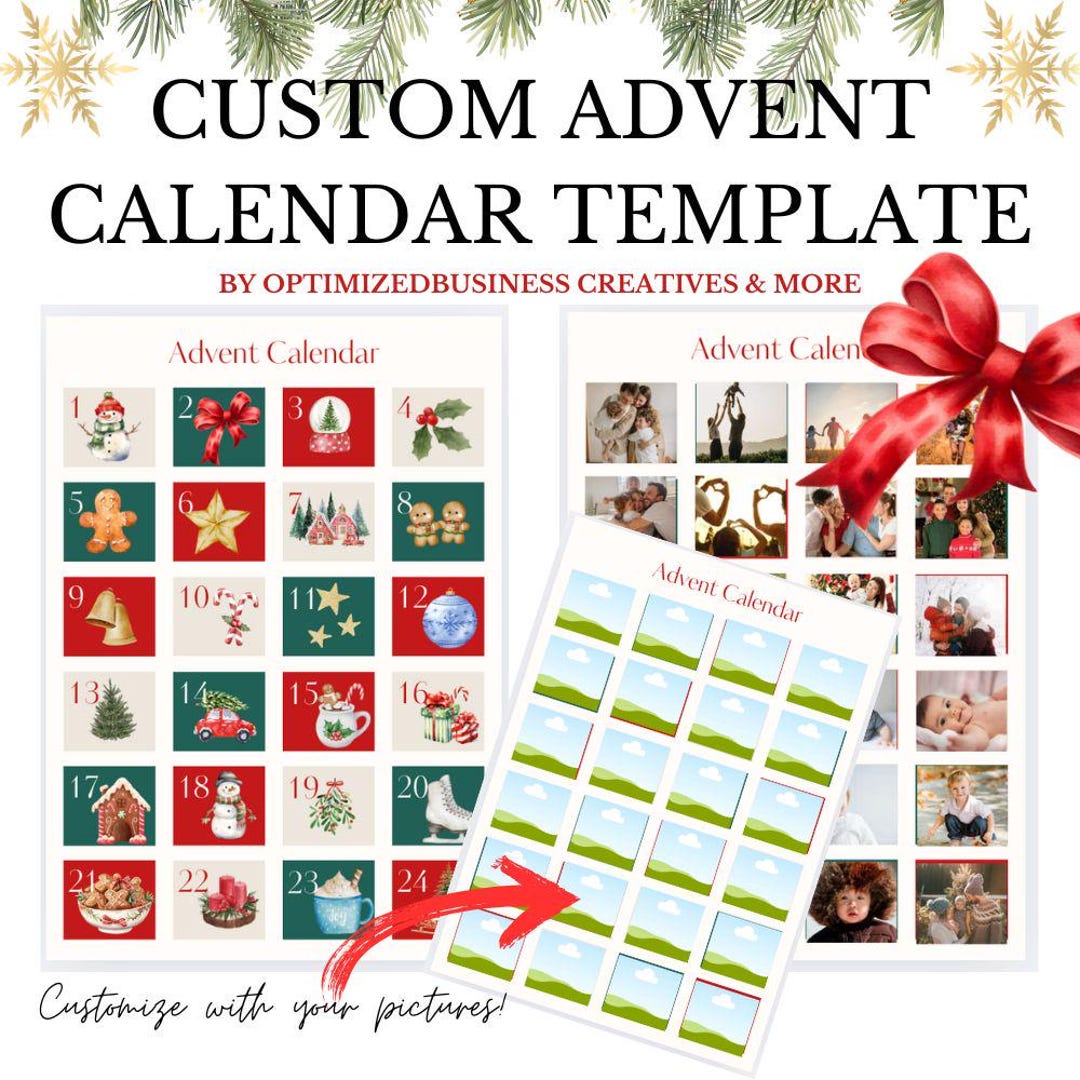 Customizable Advent Calendar Template, Photo Advent Calendar, Gift for ...