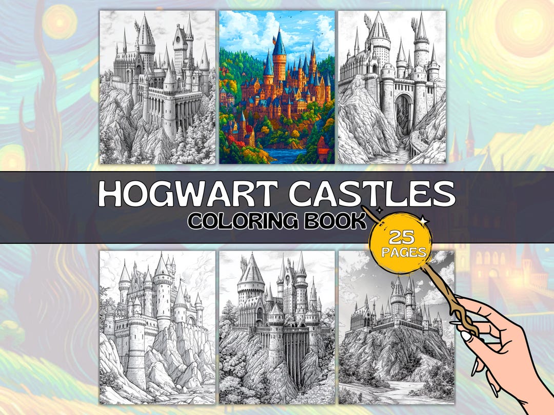 25 Hogwart Castles, Greyscale Coloring, Printable Coloring Sheets ...
