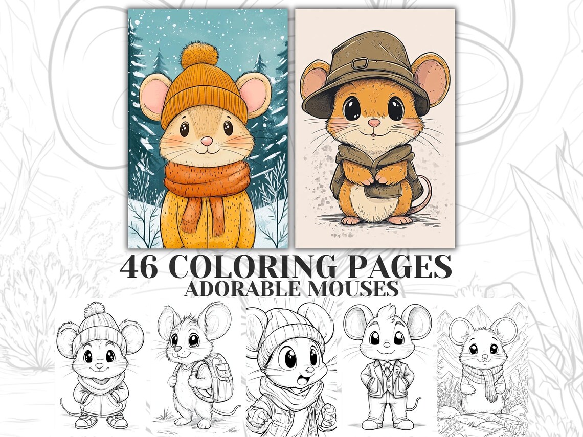 46 Mouses Coloring Pages for Kids and Teens, Animal PDF Printable, Kids ...