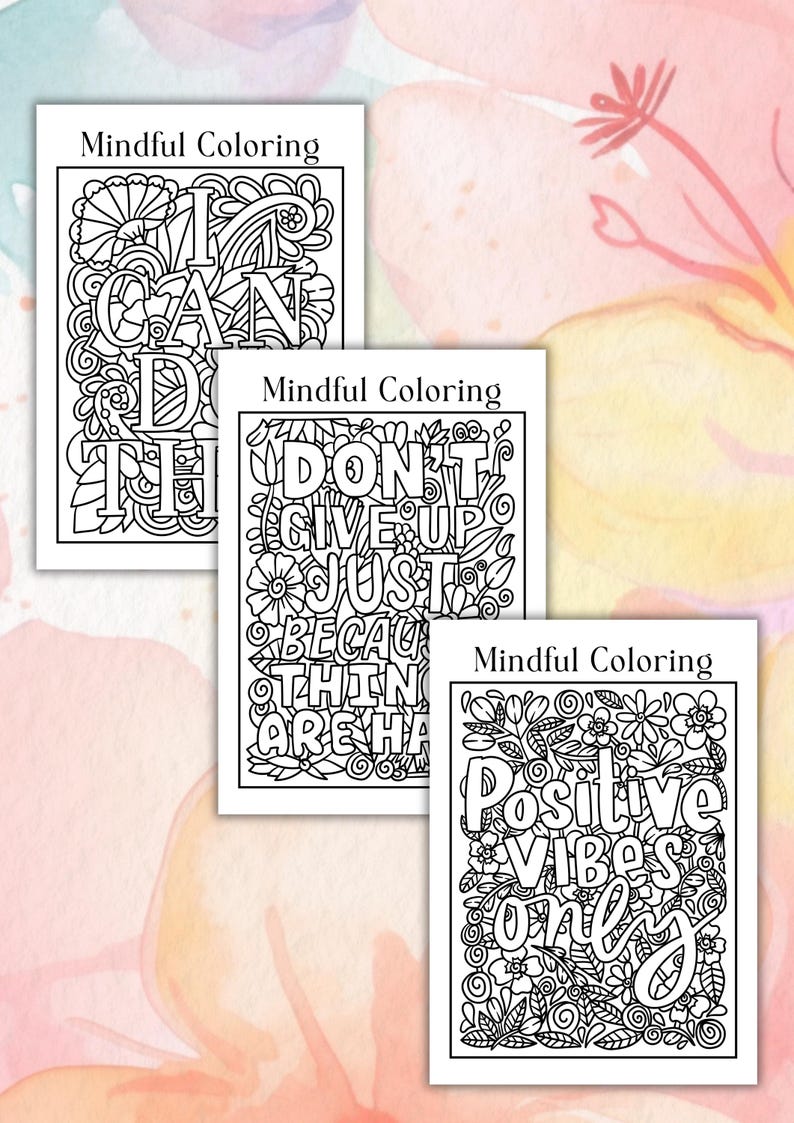 Adult Motivational Quotes Coloring Pages for Mental Health, Relaxation ...