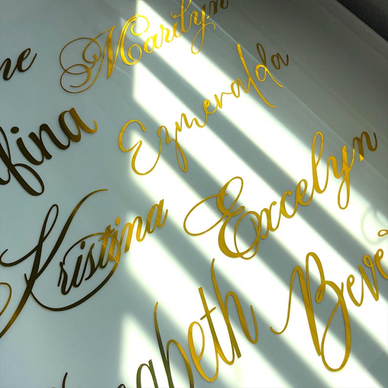 Cursive Name Gold Decal: Custom Mirror Metallic Vinyl Party Favors ...