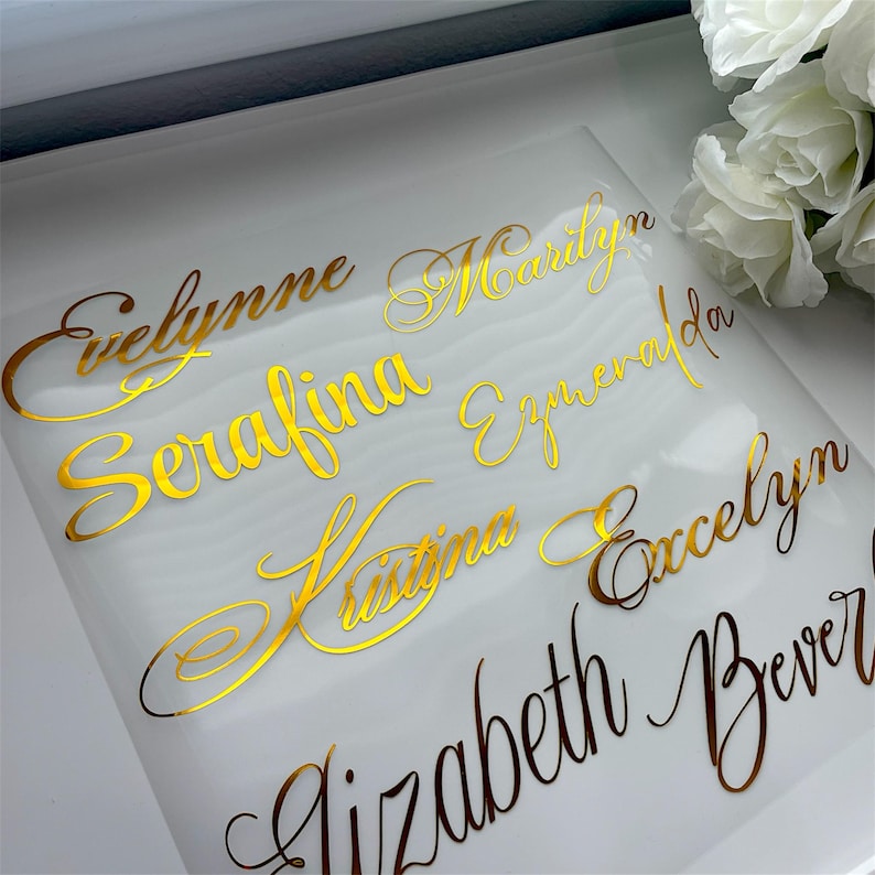 Cursive Name Gold Decal: Custom Mirror Metallic Vinyl Party Favors ...