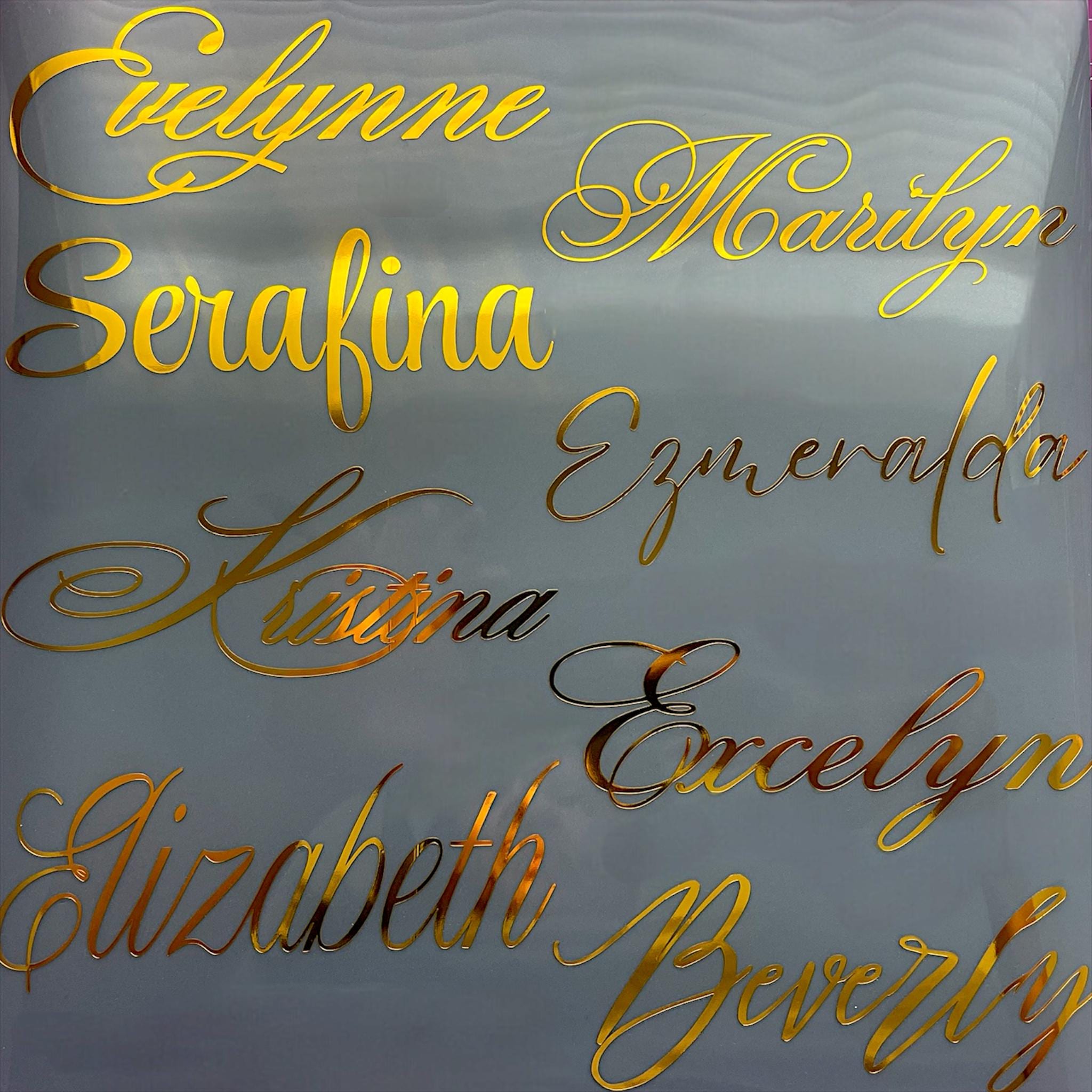 Cursive Name Gold Decal: Custom Mirror Metallic Vinyl Party Favors ...