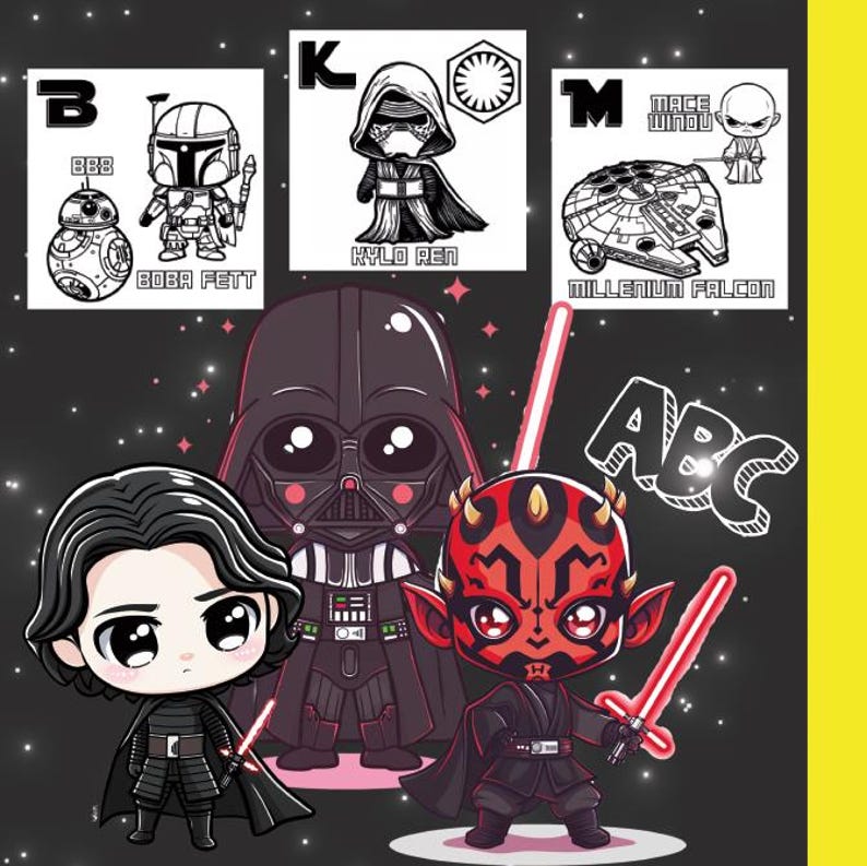 Star Wars Abcs Coloring Book - 26 Kawaii Star Wars Designs, Printable ...