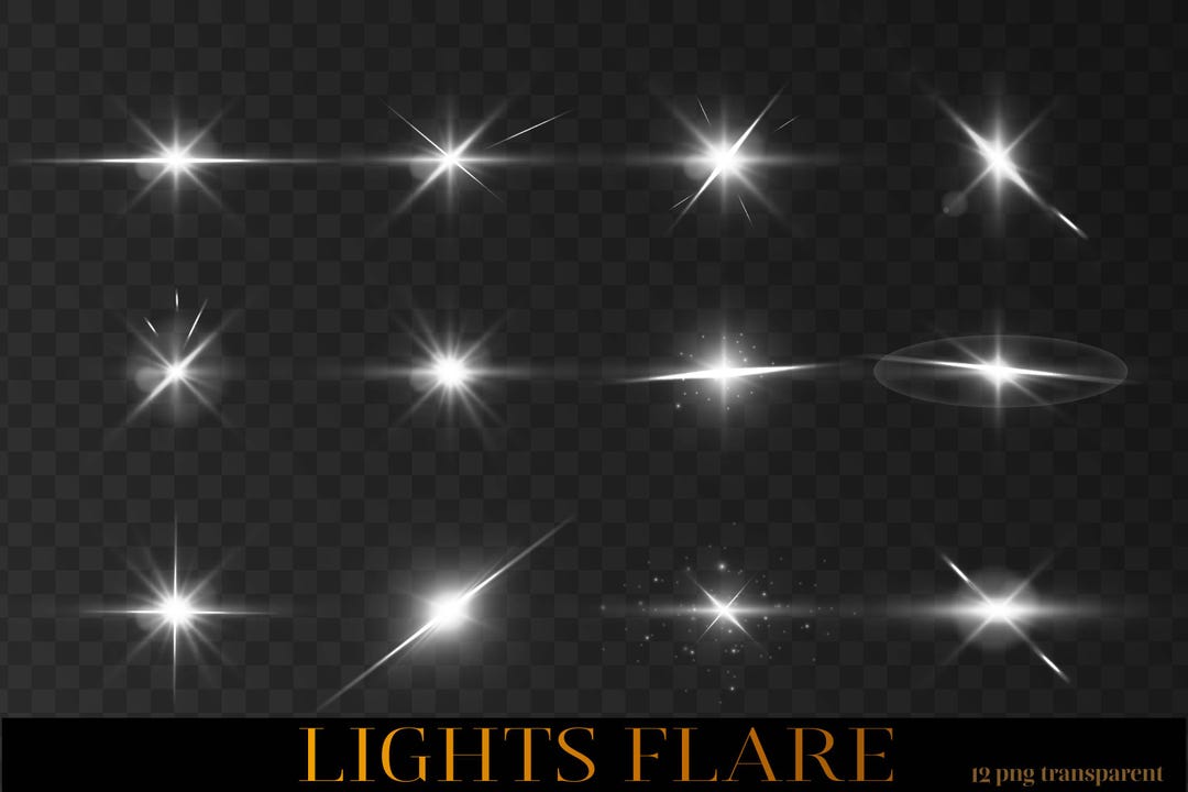 Light Flares PNG Set, Transparent Glow Effects, Starburst & Lens Flare ...