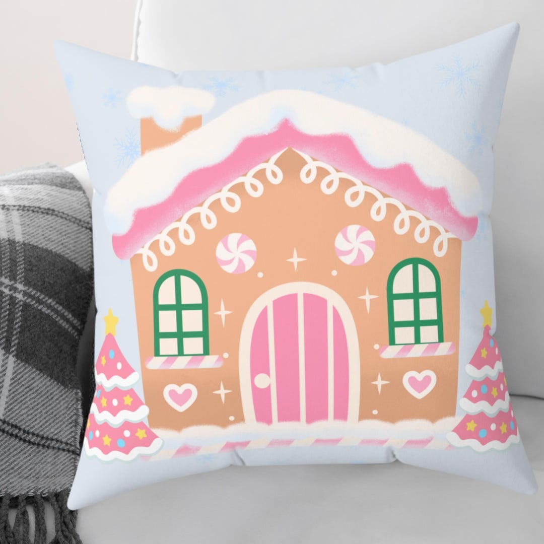 Cute Gingerbread House Pillow Christmas Decor Accent Pillow Cozy ...