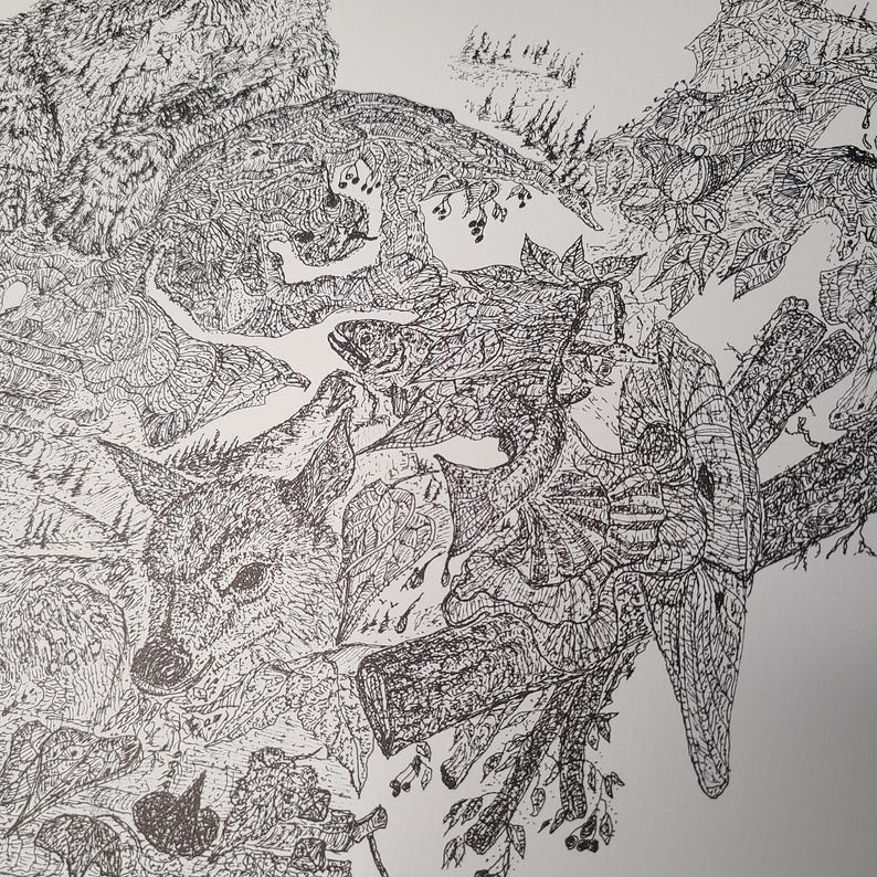 Intricate Pen Artwork With Hidden Images | Unique Forest & Animal ...