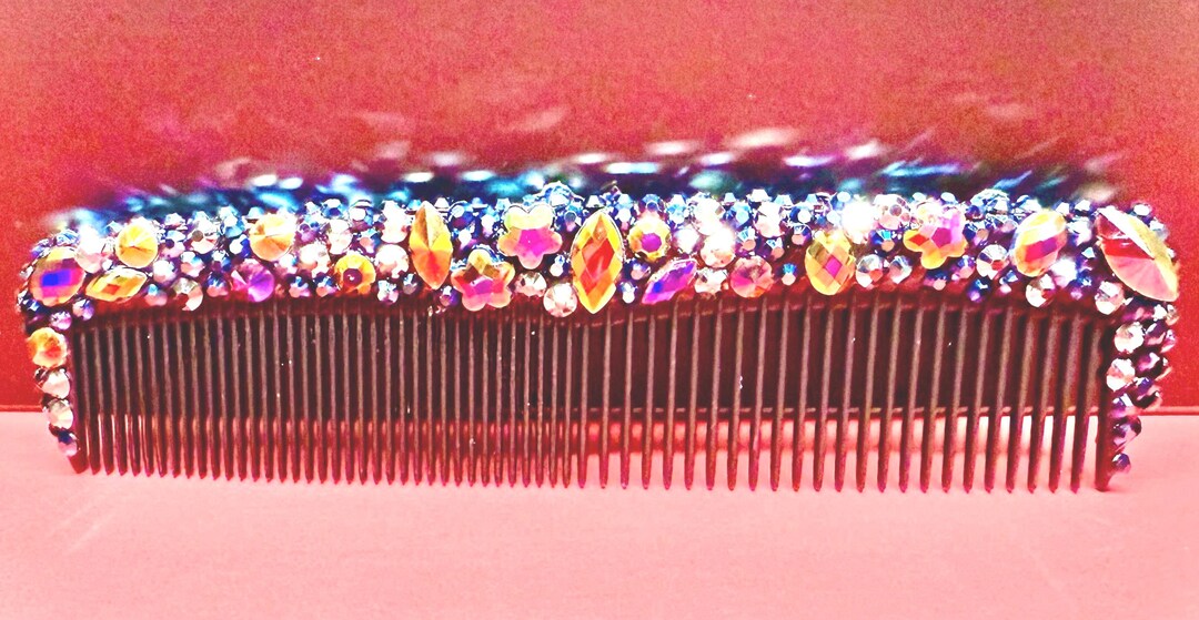 Iridescent Comb Adorned With Shimmering Crystals - Etsy
